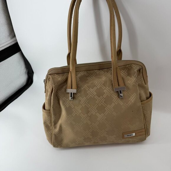 Tumi | Bags | Tumi Beige Monogram Satchel Bag | Poshmark